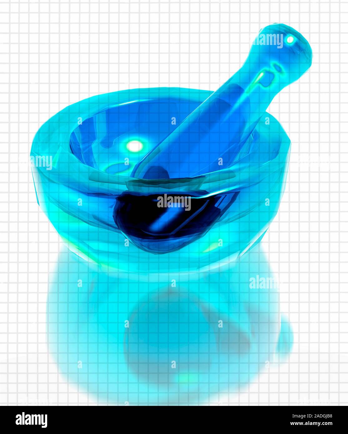 Pestle and mortar. Computer artwork of a pestle and mortar. Substances ...