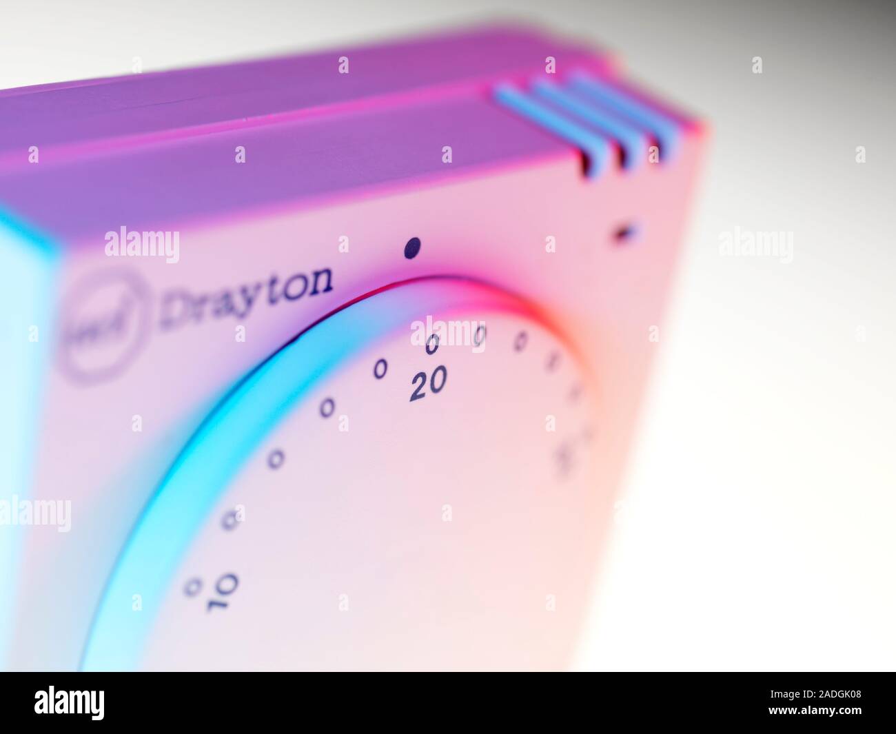 Room thermostat. This device senses the temperature in a room and ...