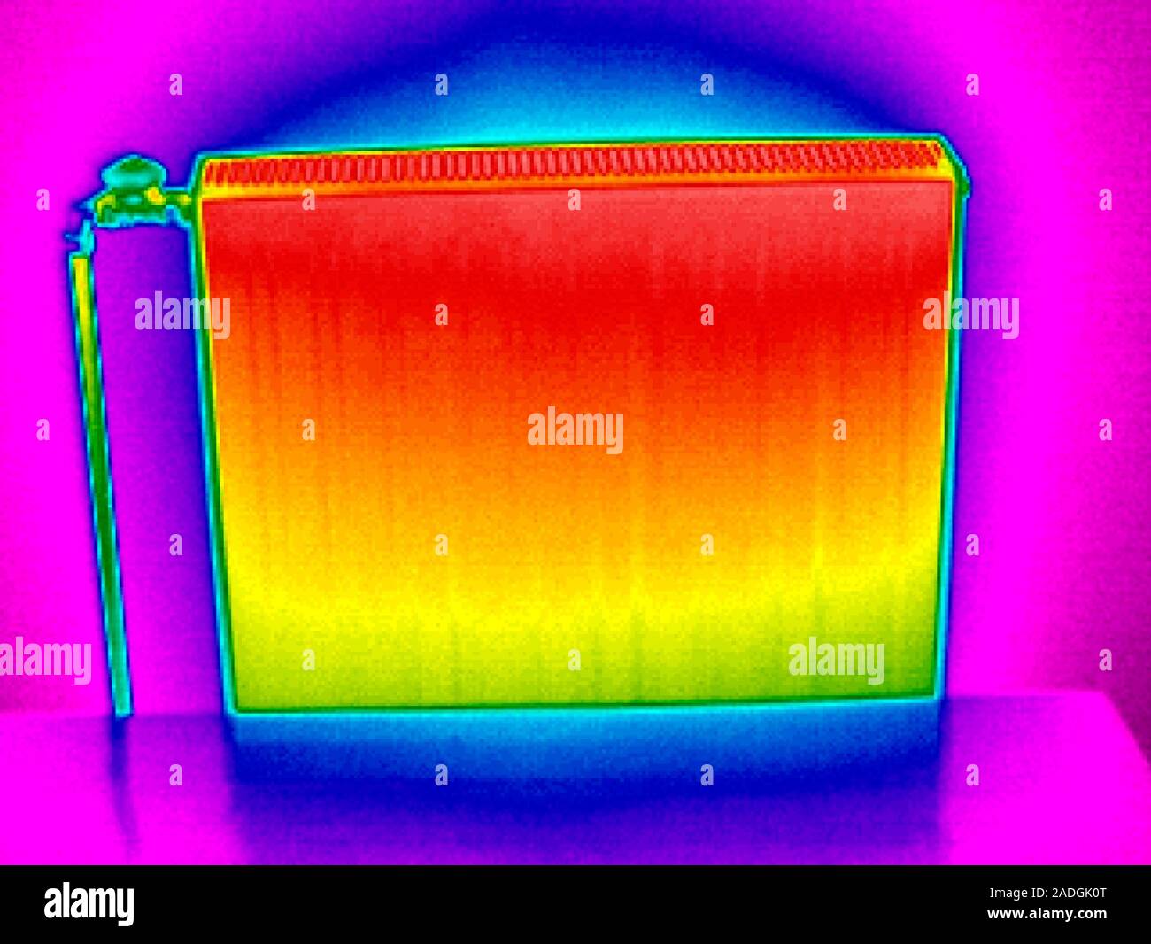 Radiator, thermogram. A thermogram shows the variation in temperature ...