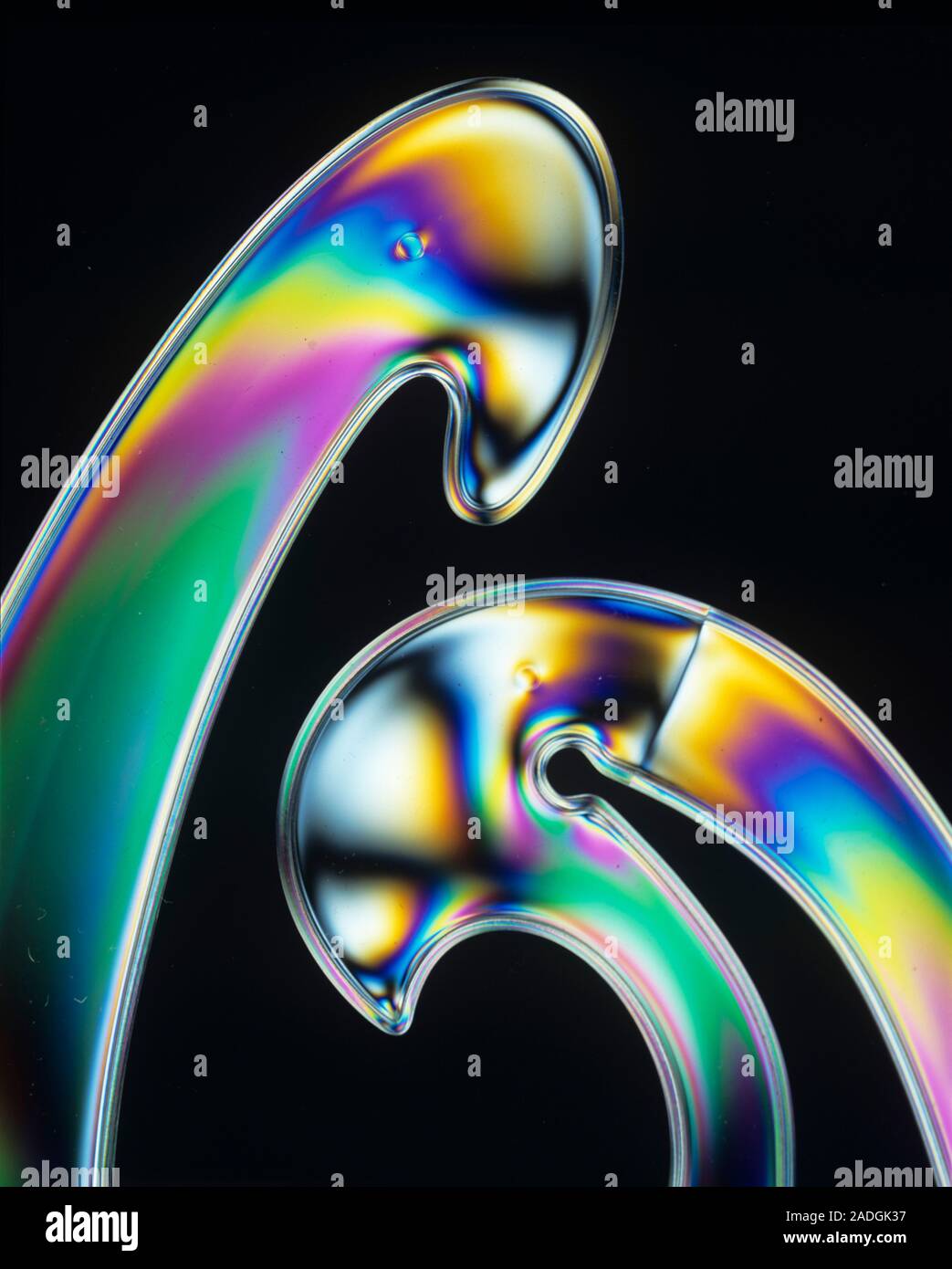 Photoelastic stress patterns of French curves, viewed using polarised ...