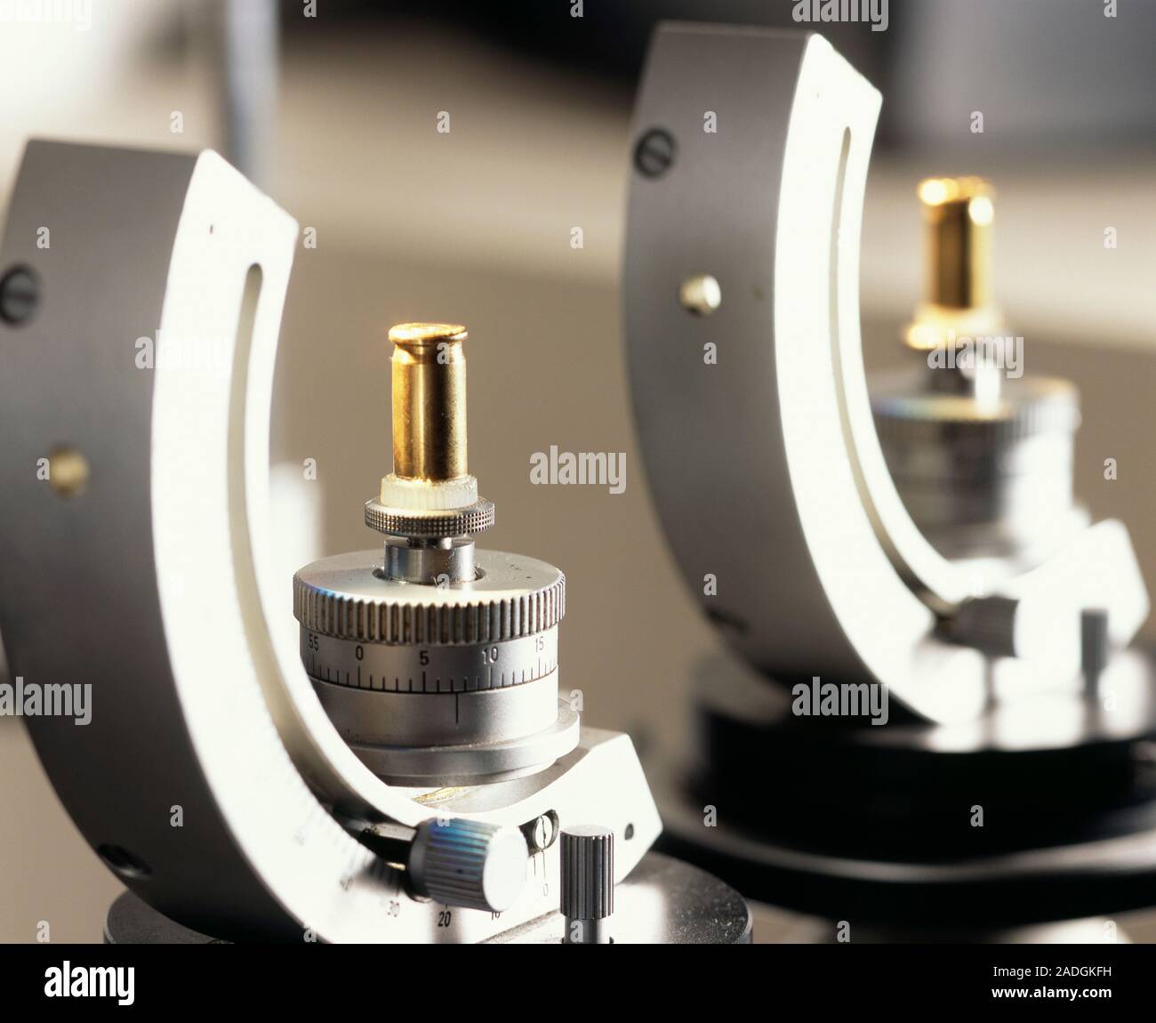 Used bullet cartridges comparison. Cartridge shells in two microscope ...