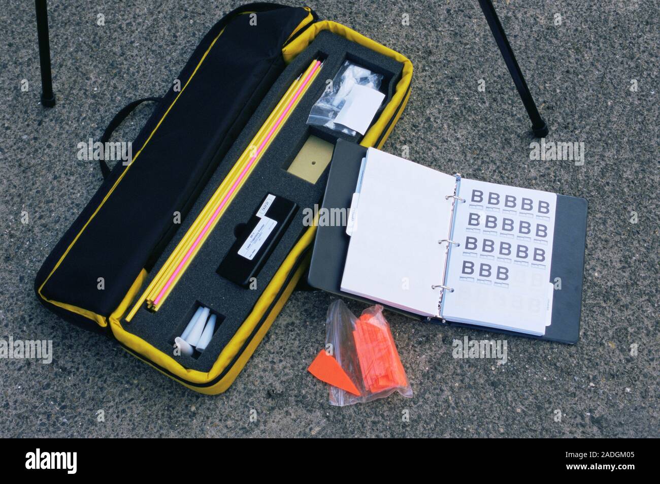 Forensic ballistics equipment used to help work out the trajectories of ...