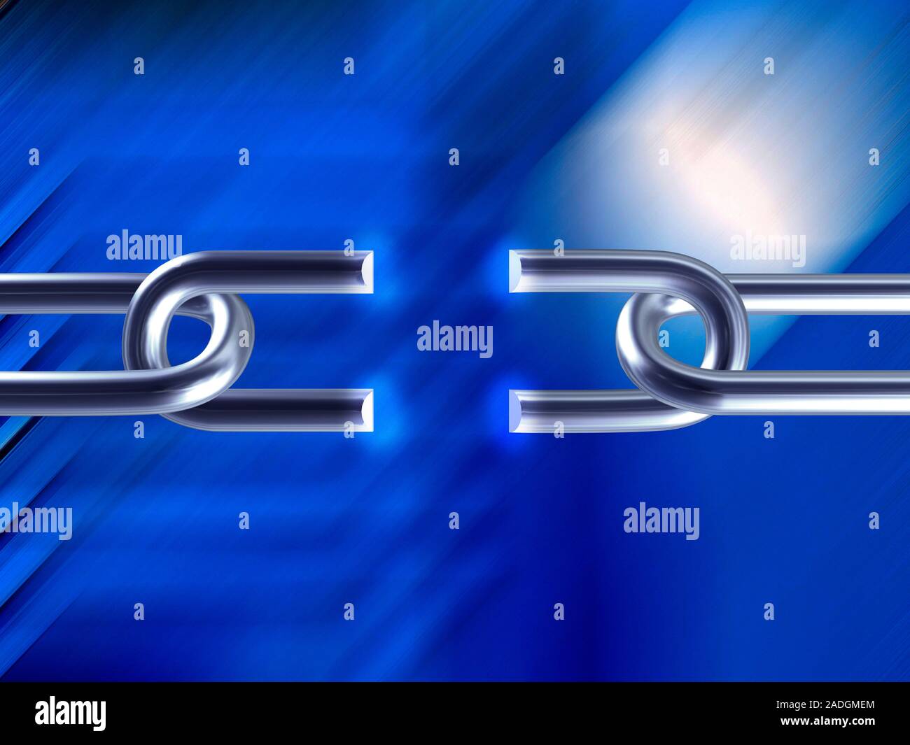 Broken chain with a snapped link, computer artwork Stock Photo - Alamy