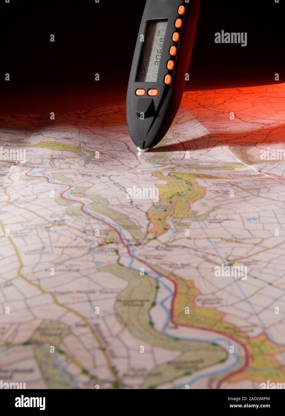 Digital map measurer. This electronic device is used to calculate ...