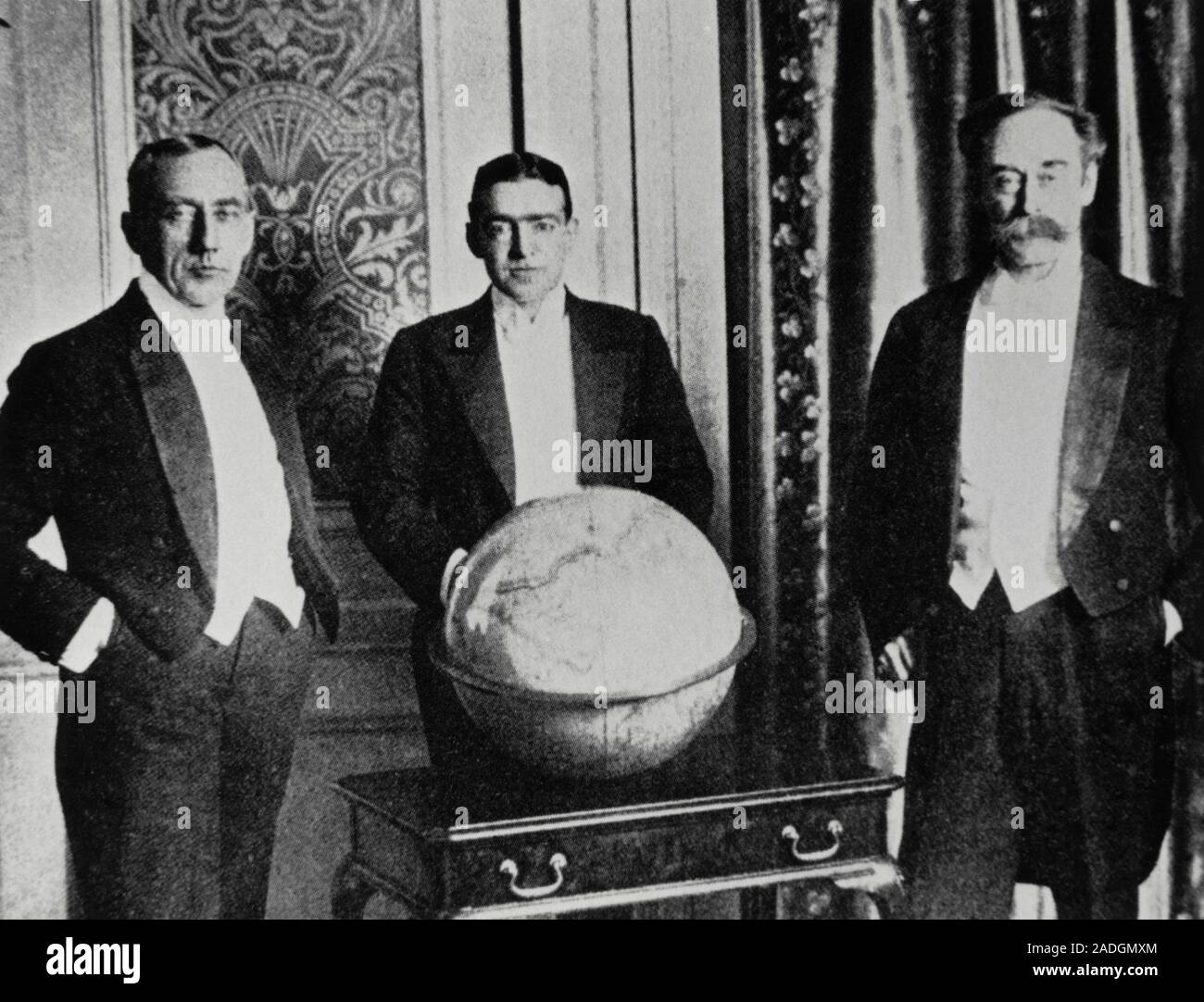 Amundsen, Shackleton, and Peary. Portrait of (from left to right) Roald ...