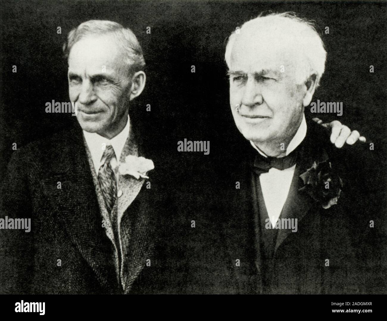 Ford and Edison. Portrait of Henry Ford (1863- 1947) and Thomas Alva ...
