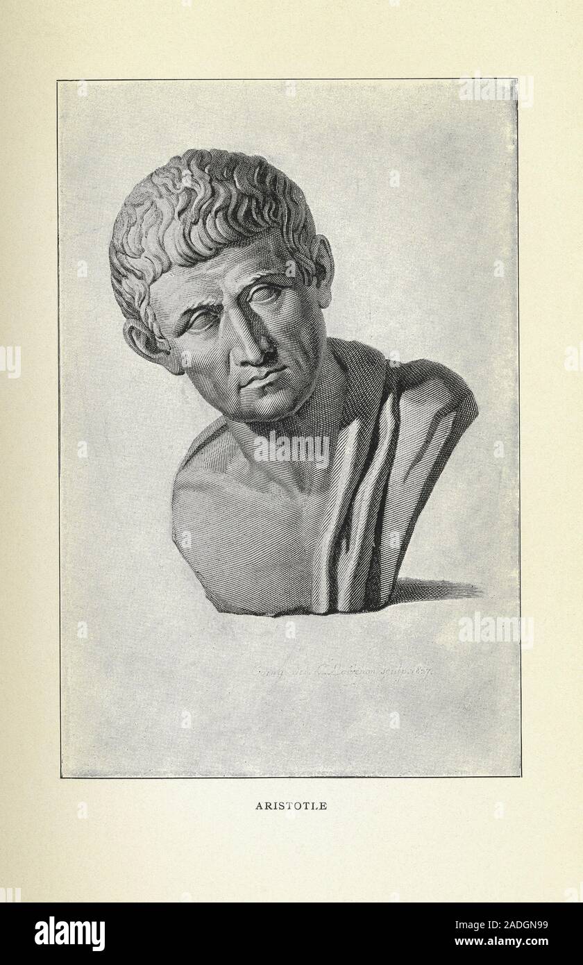 Aristotle. Illustration of a bust of the Ancient Greek philosopher and ...