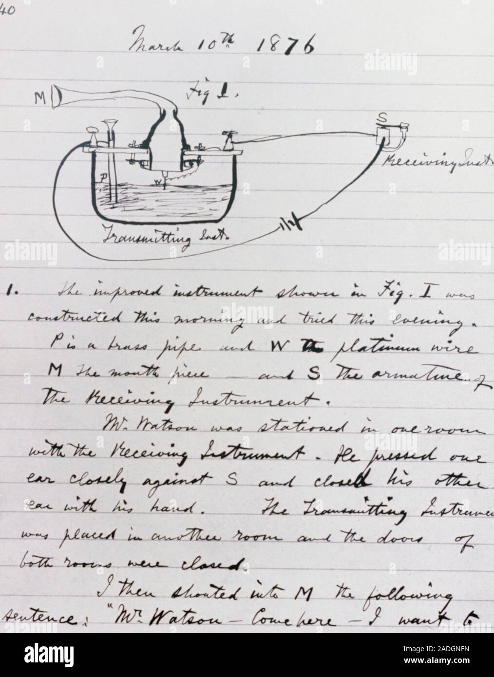 A page from Alexander Graham Bell's notebook, the Scottish-American ...