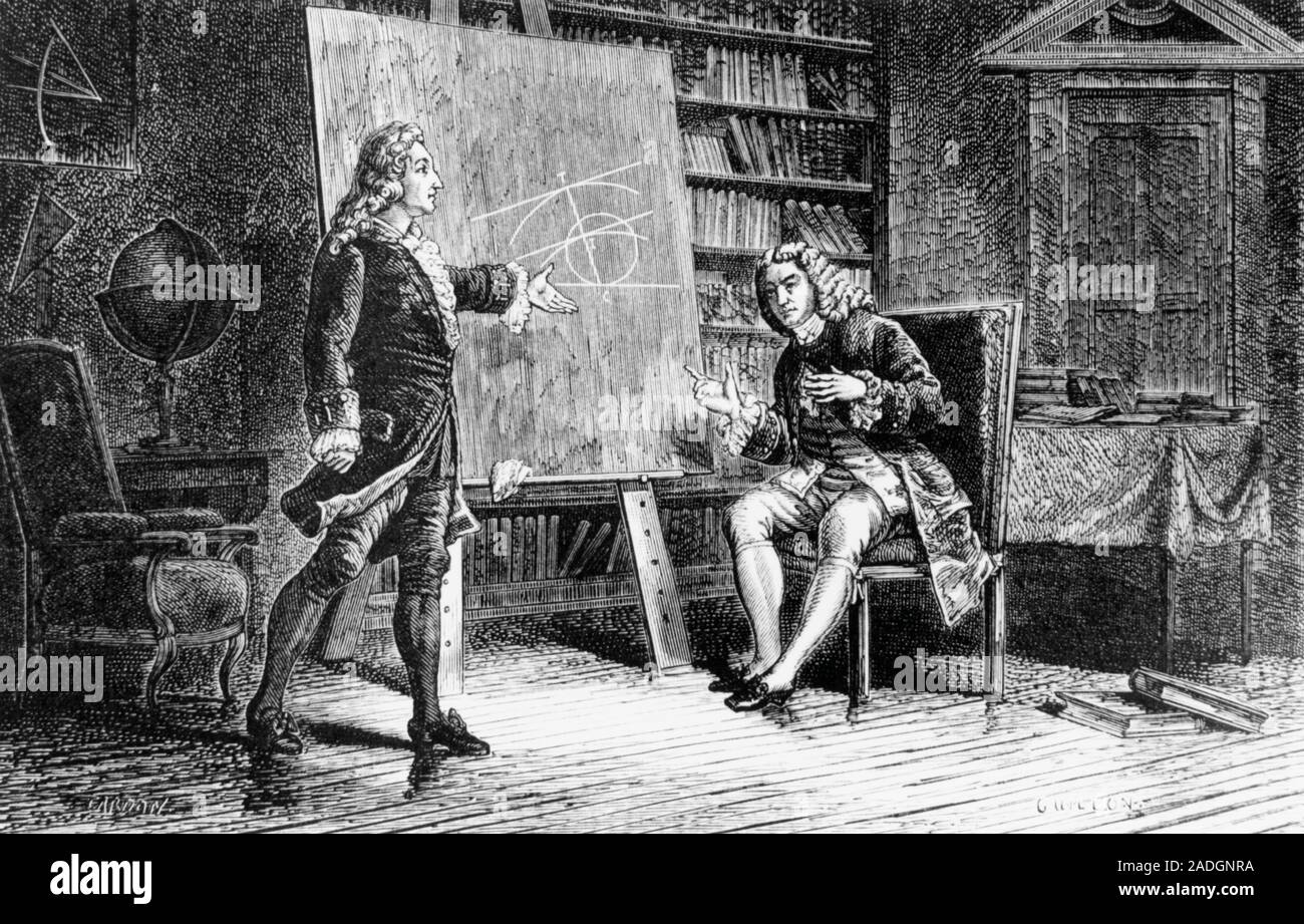 Bernoulli brothers. Engraving of Jean (Johann) and Jacques (Jacob ...