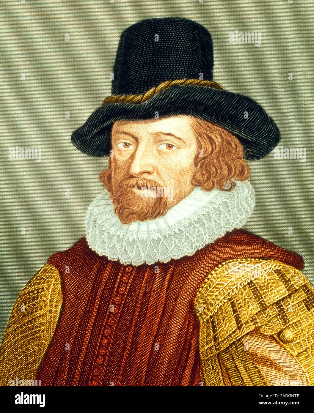 Francis Bacon. Coloured portrait of the English philosopher Sir Francis ...
