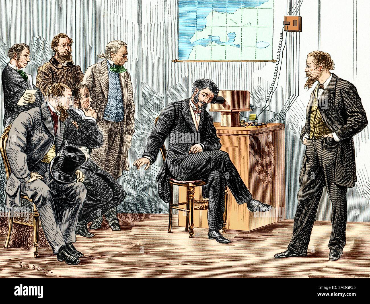 First long-distance telephone call. Alexander Graham Bell (1847-1922 ...