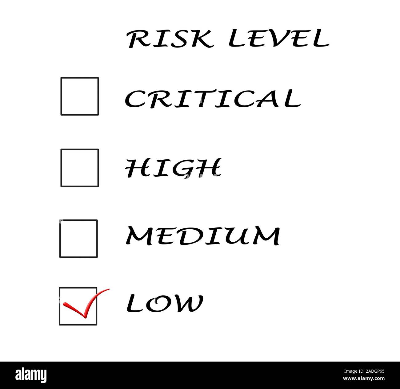 Checklist for risk level Stock Photo - Alamy