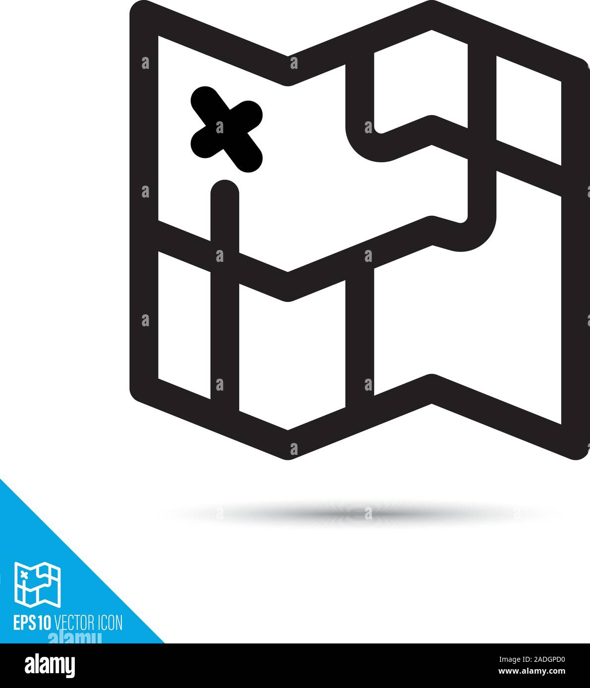 Folding map line icon. Navigation and location vector symbol. User ...