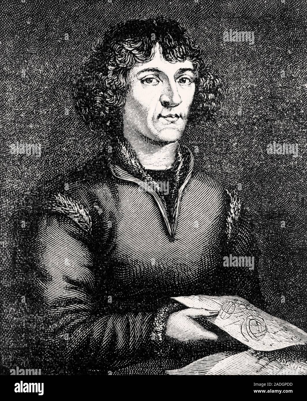 Engraving of Nicolas Copernicus (1473-1543), Polish astronomer ...