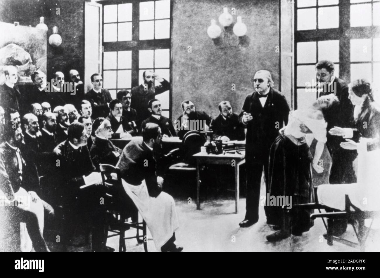 Charcot demonstrating hysteria. French neurologist Jean-Martin Charcot ...