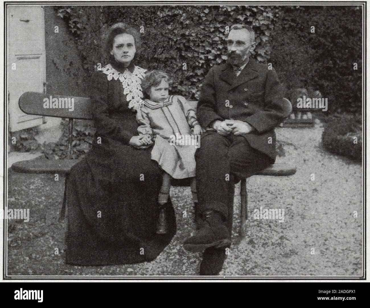 Marie and Pierre Curie with their daughter Irene Curie (born 1897 ...