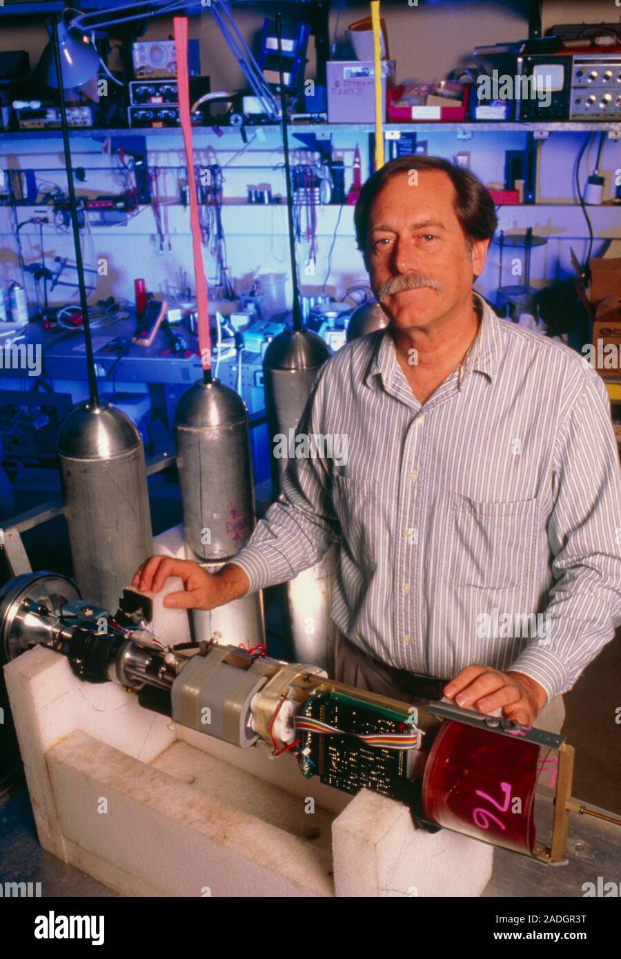 Mapping ocean currents. Professor Russ Davis assembles an ALACE probe in a laboratory at the ...
