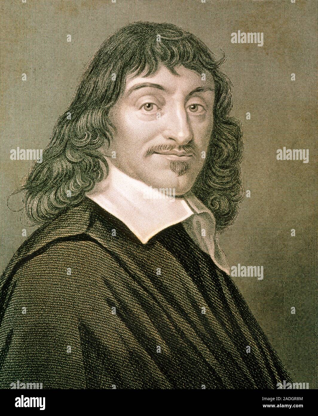 Rene Descartes. Engraving of the French mathematician and philosopher ...