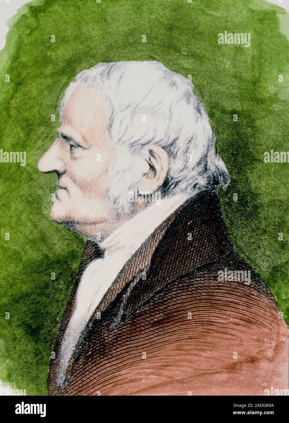 John Dalton. Coloured portrait of John Dalton (1766-1844), British ...