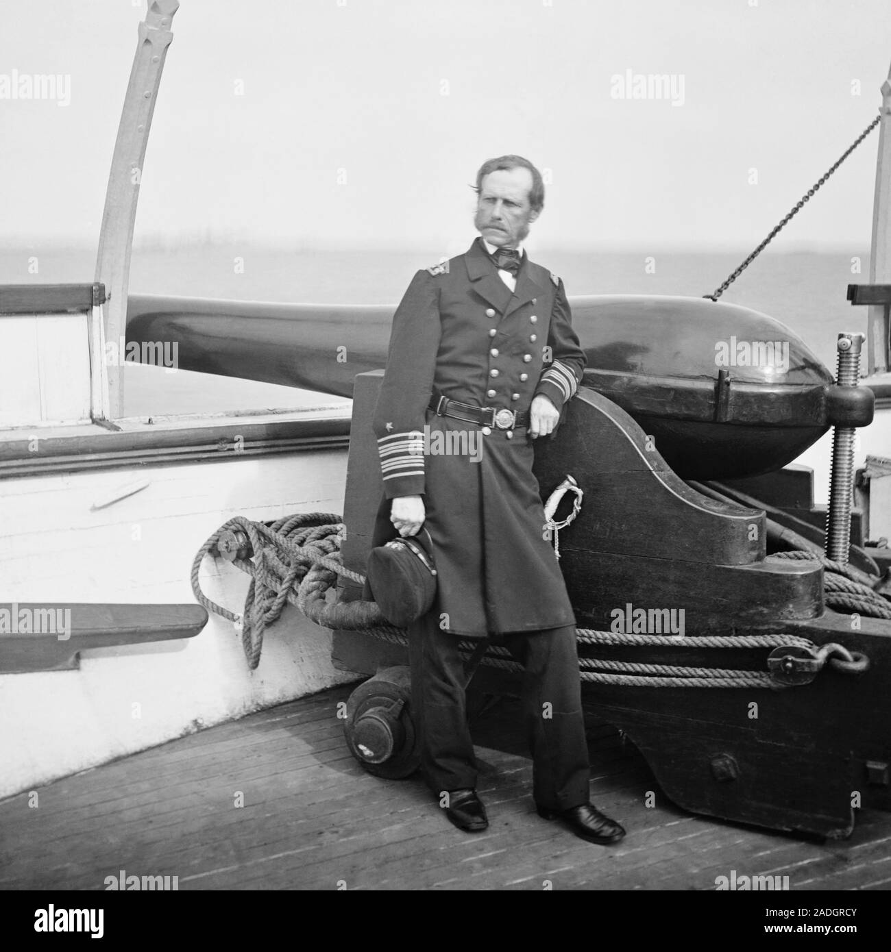John Adolphus Bernard Dahlgren (1809-1870), US admiral, standing by a ...