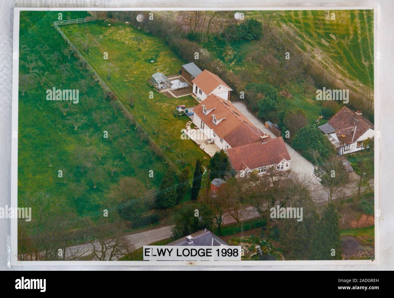 Aerial image of Elwy Lodge in 1998 before the garden was built Stock ...