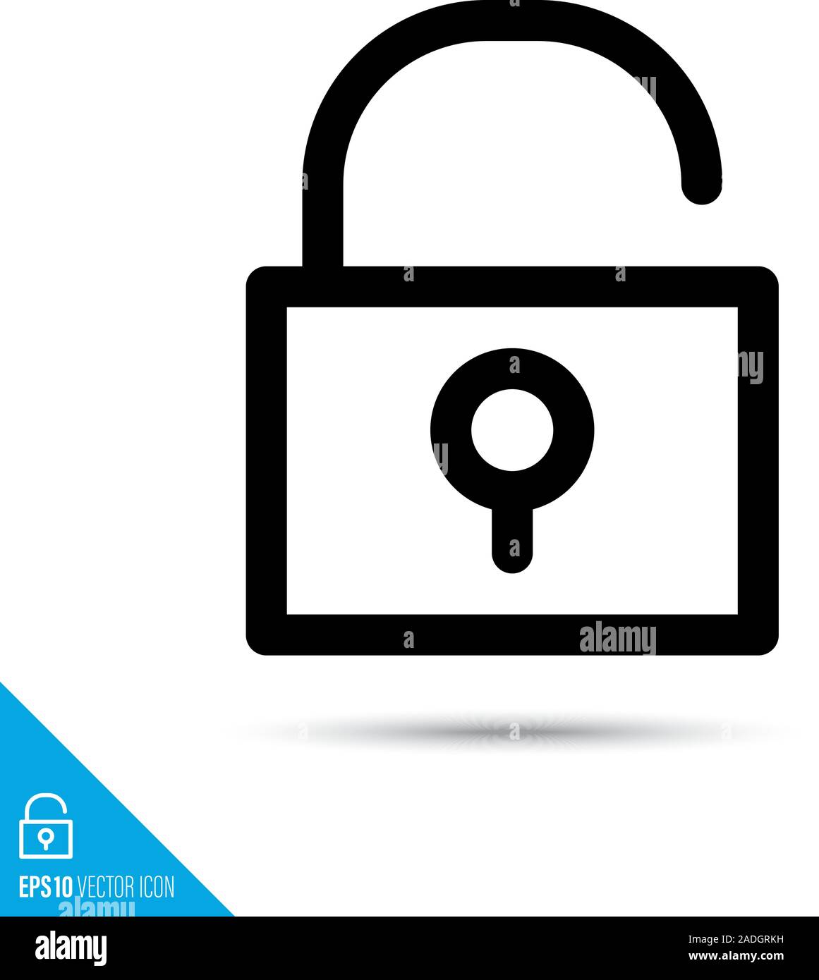 Opened padlock line icon. Security and encryption technology vector ...