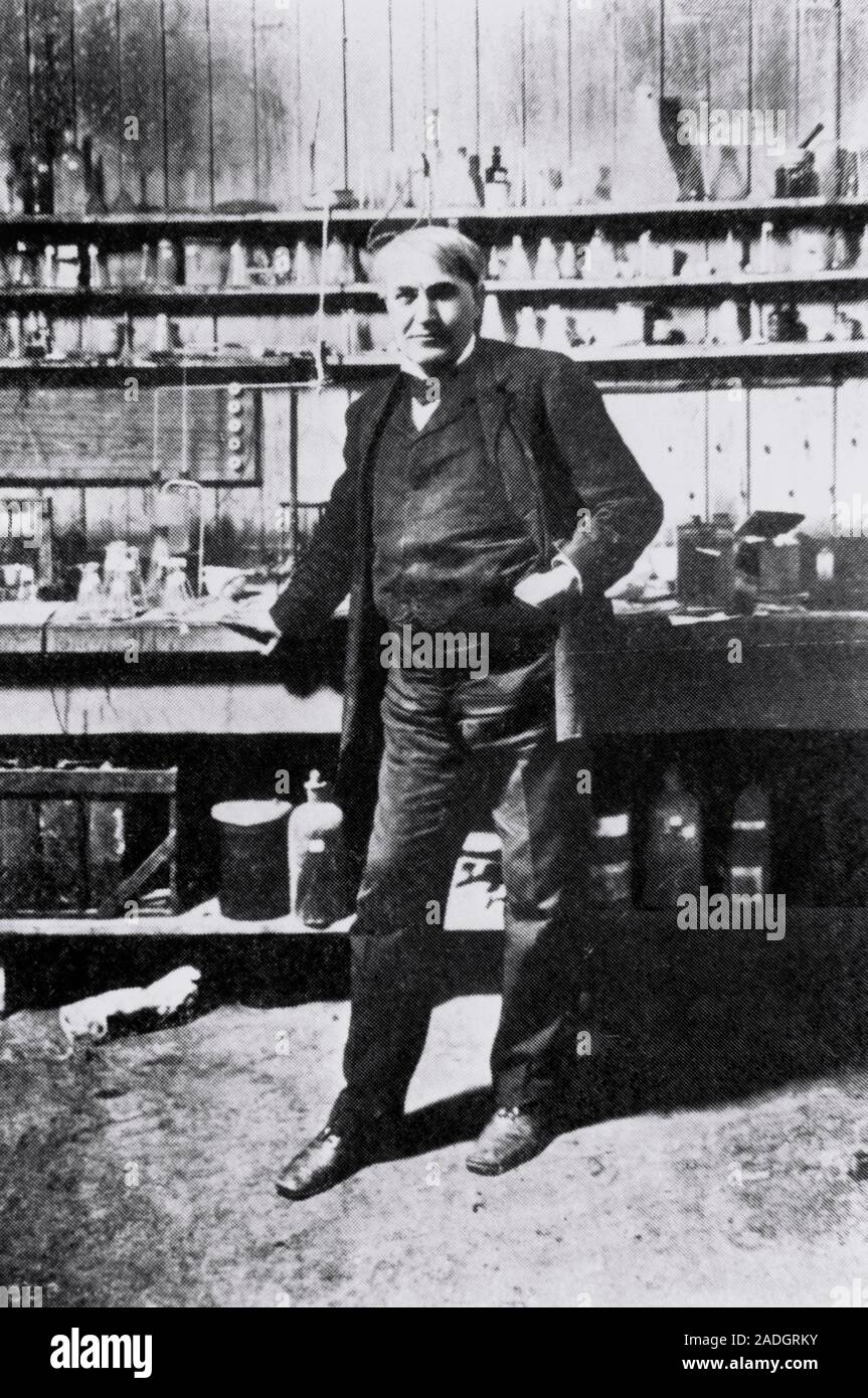 Thomas Edison. Portrait of Thomas Alva Edison (1847-1931), American ...
