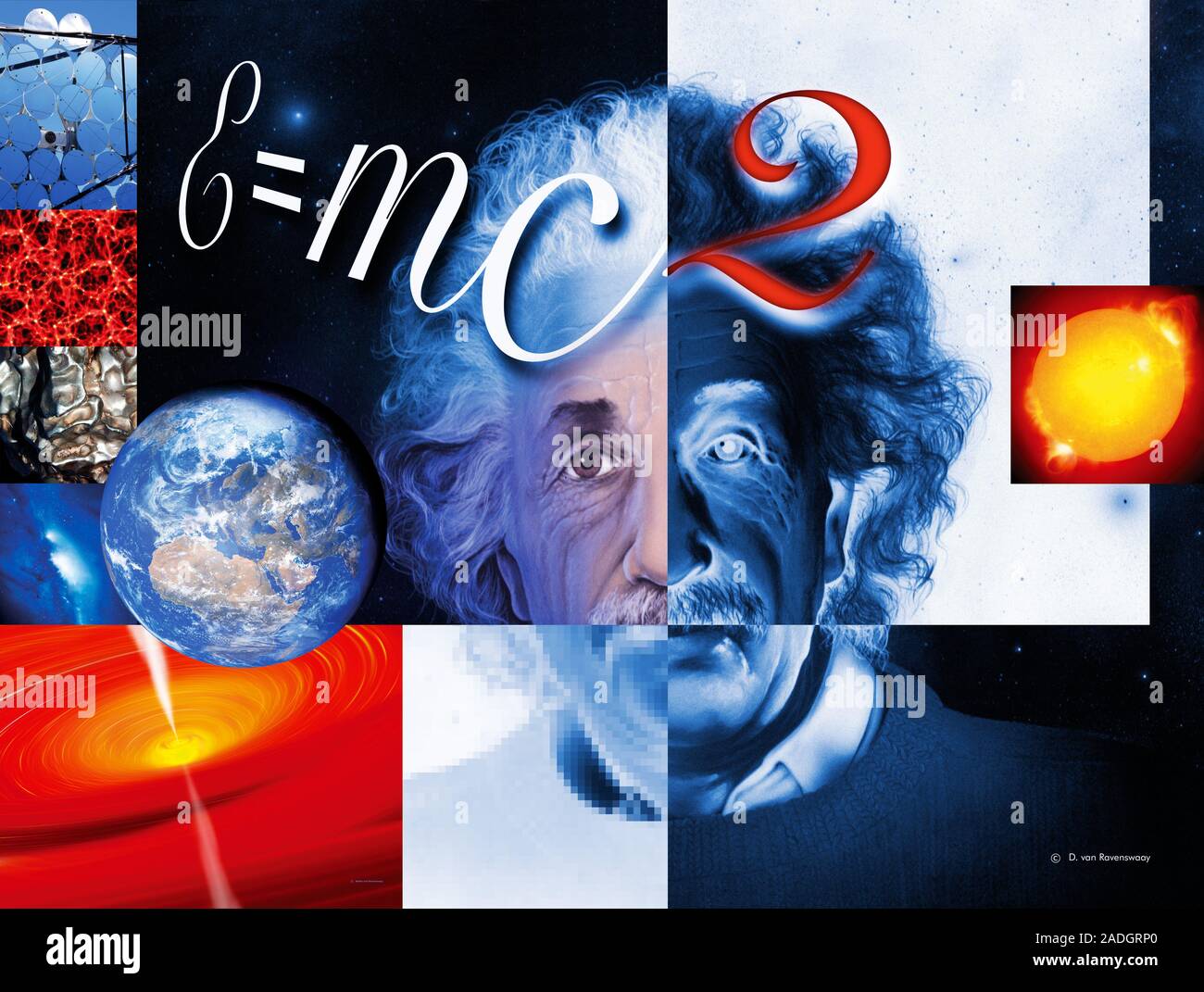 Einstein's physics. Artwork of Albert Einstein (1879-1955), German ...