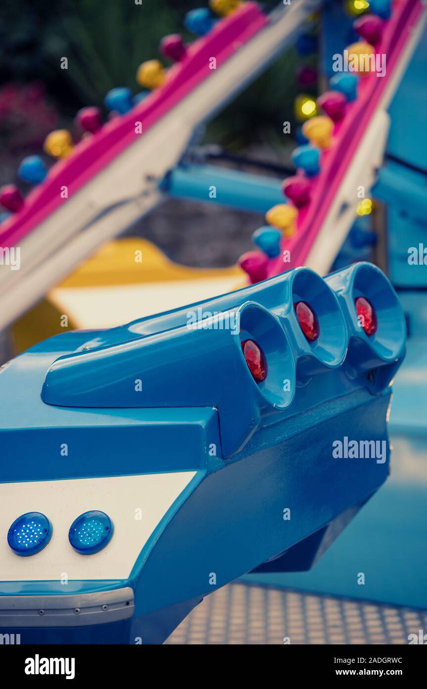 Detail of a colourful fairground ride Stock Photo - Alamy
