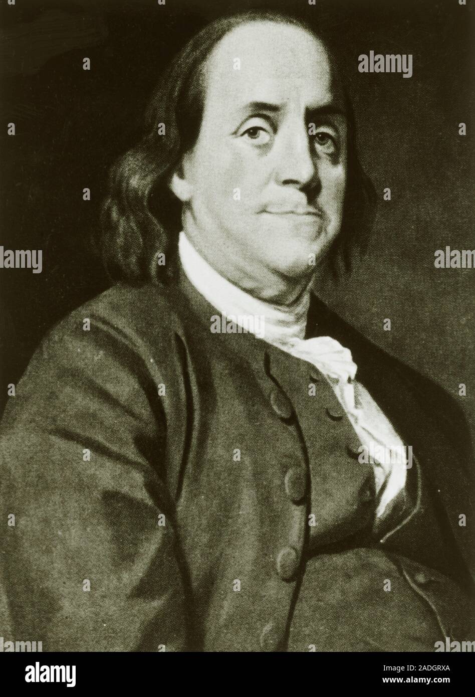 Portrait of Benjamin Franklin (1706-90), American experimenter and ...