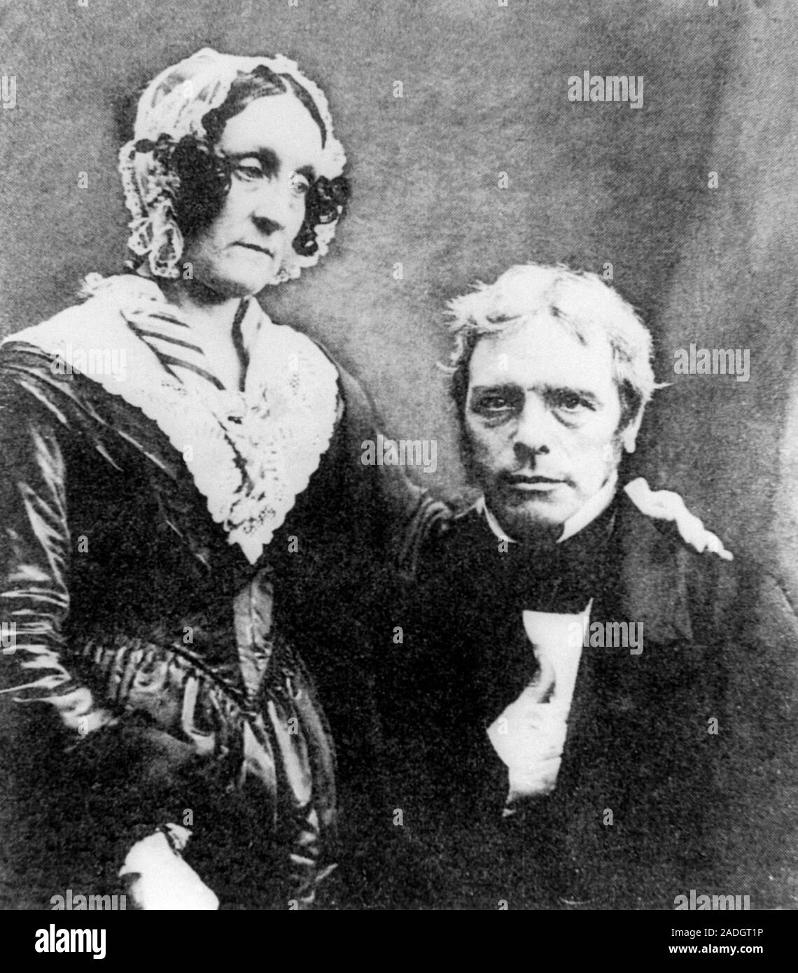 Portrait of Michael Faraday (1791-1867) with his wife Sarah ...