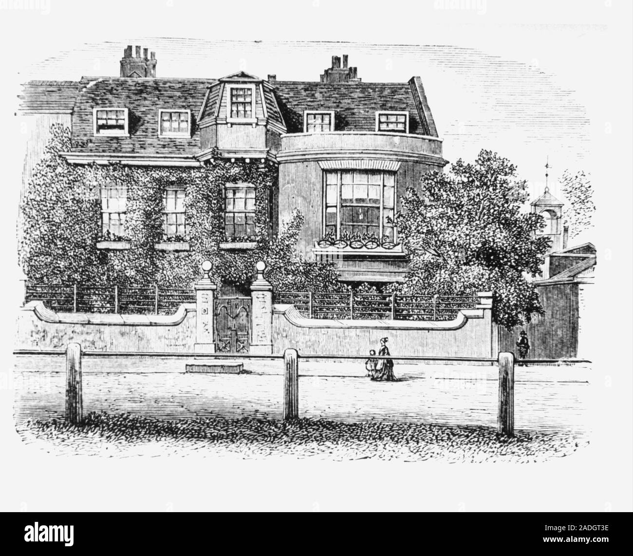 Faraday's last home. Artwork of Michael Faraday's last home, a 'grace ...