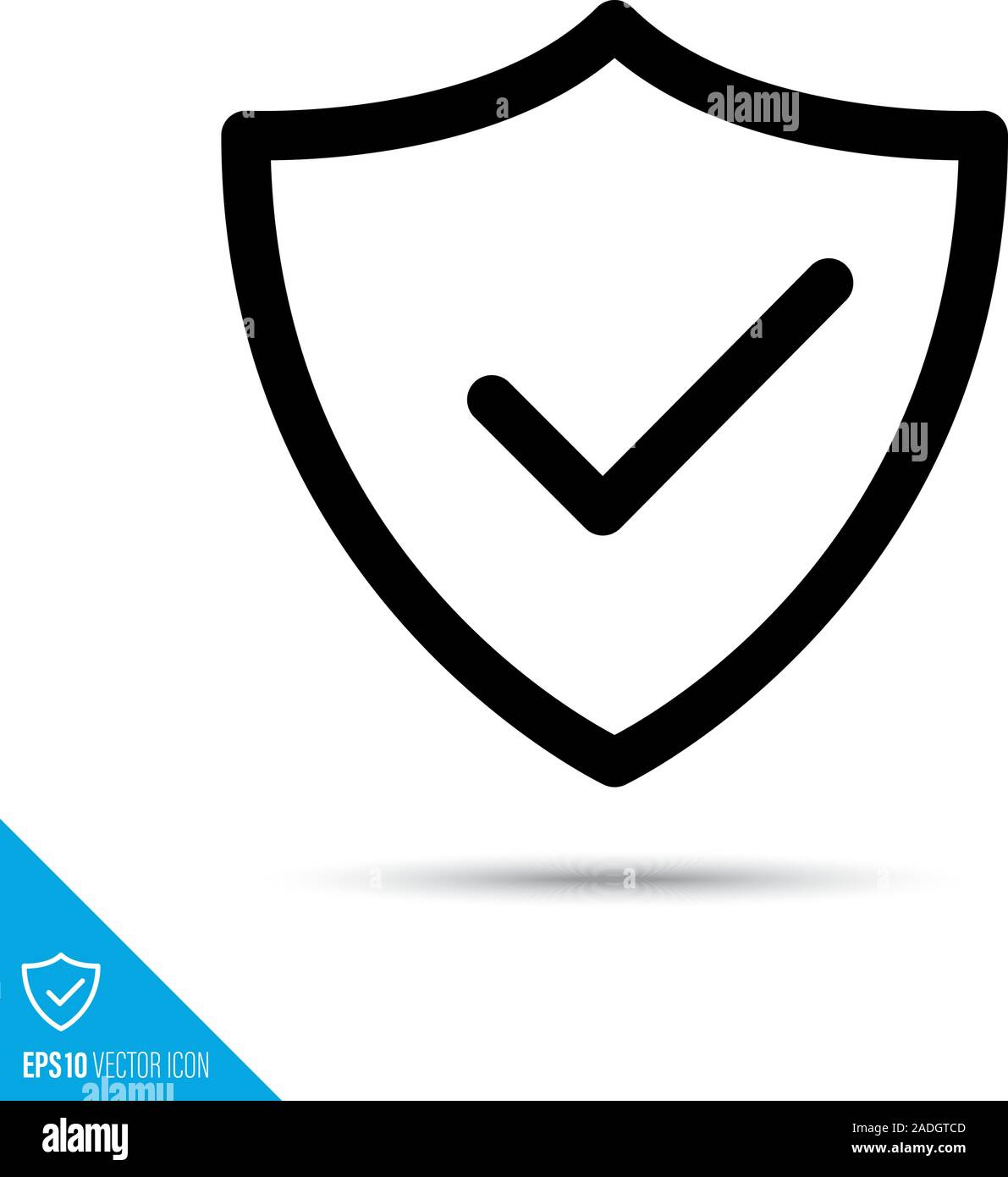 Shield with checkmark line icon. Security and data protection ...