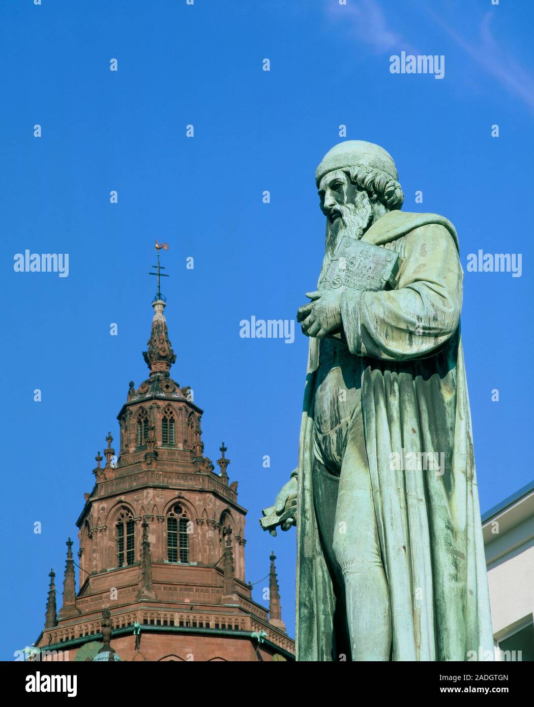 Johannes Gutenberg (around 1400-1468), bronze statue. Part of a ...