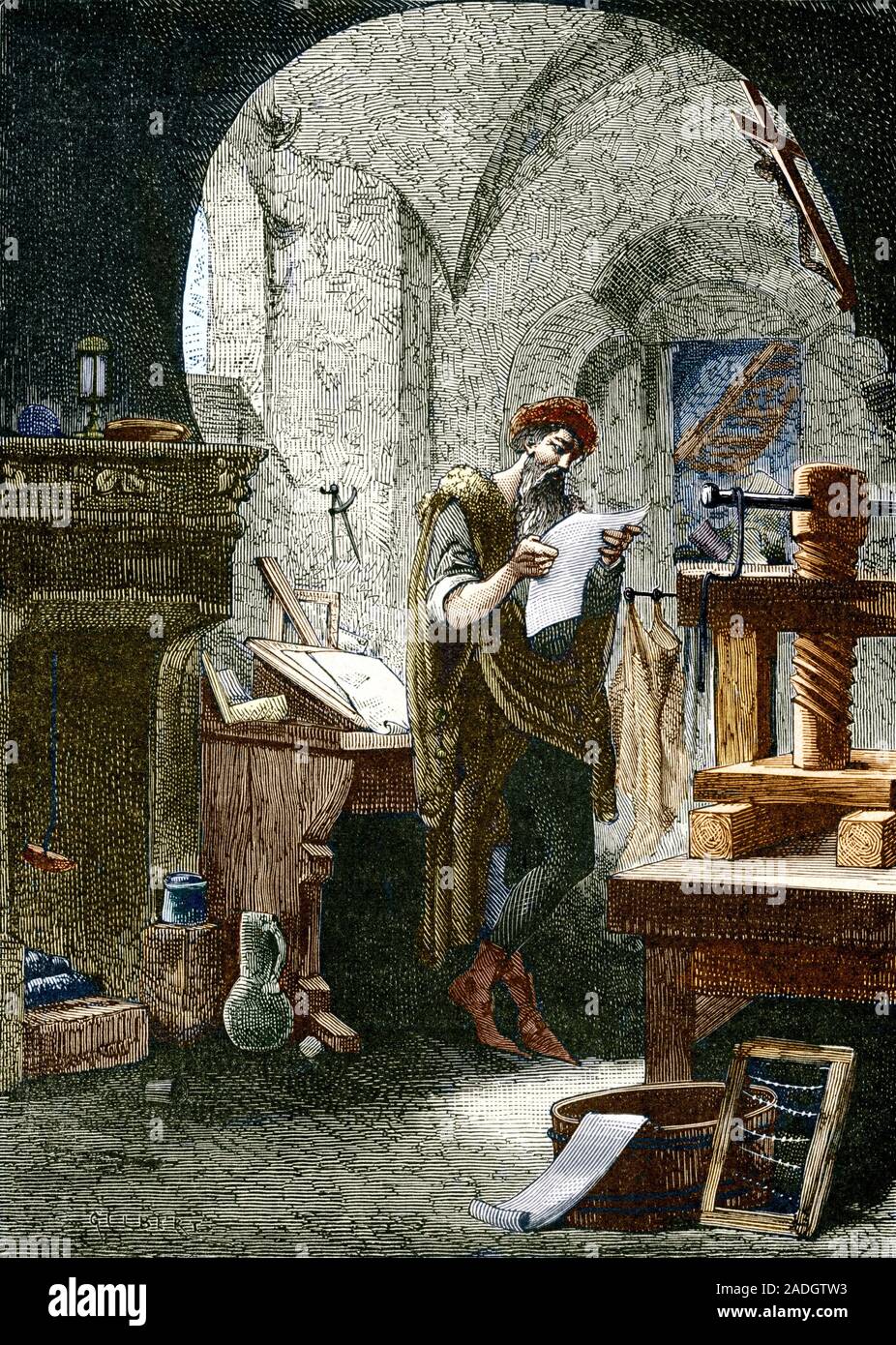 Johann Gutenberg (1398-1468), German inventor and pioneer of the ...