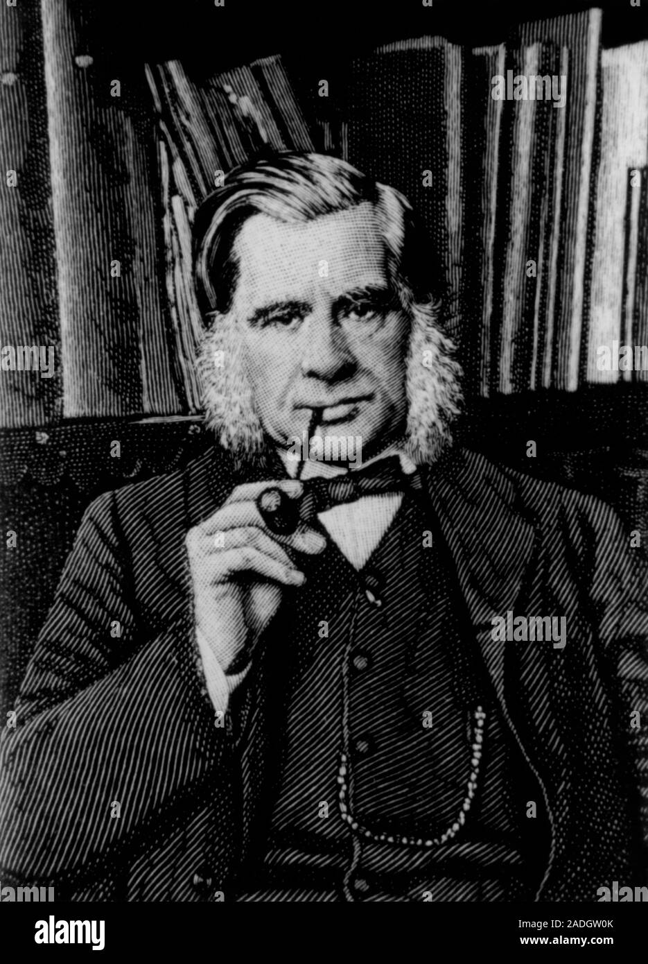 Thomas Huxley. Engraving of English biologist Thomas Henry Huxley (1825 ...