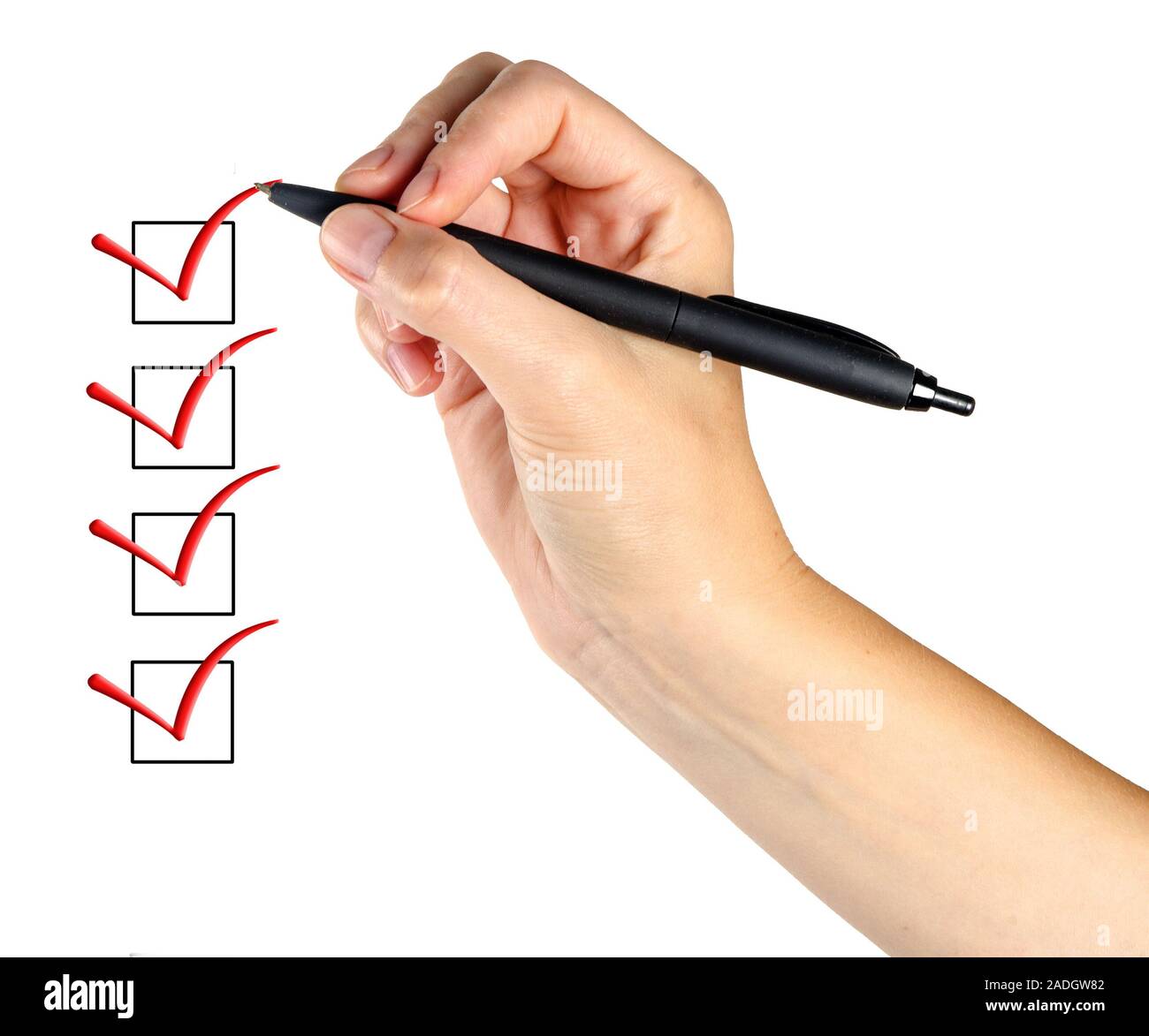 Woman filling checklist pen hi-res stock photography and images - Alamy