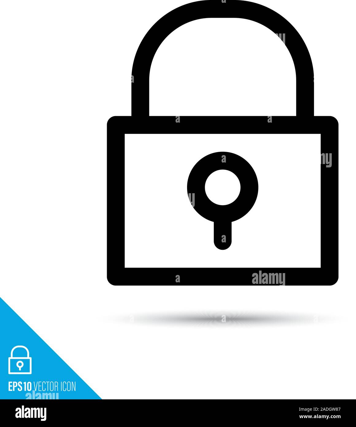 Closed padlock line icon. Security and encryption technology vector ...