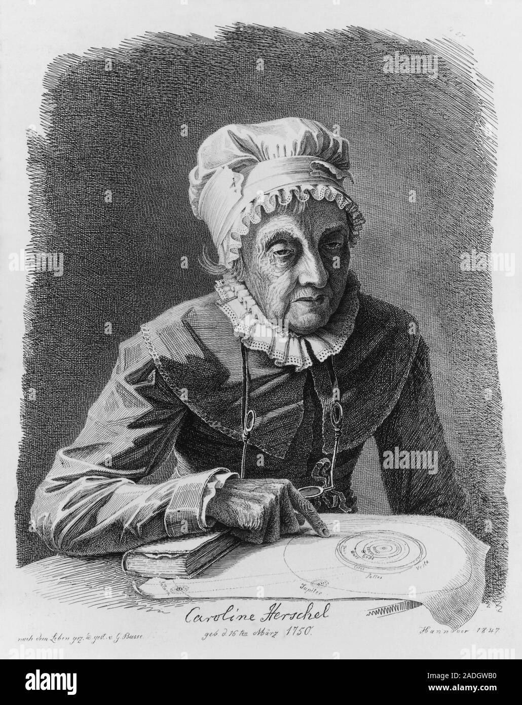 Caroline Lucretia Herschel (1750-1848), German- born British astronomer ...