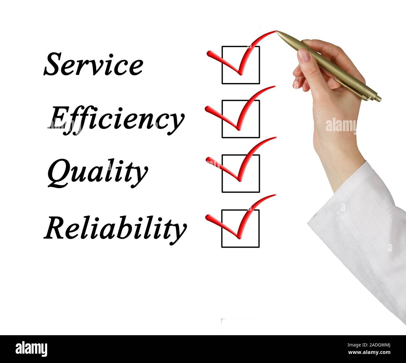 Checklist reliability service quality Cut Out Stock Images & Pictures ...
