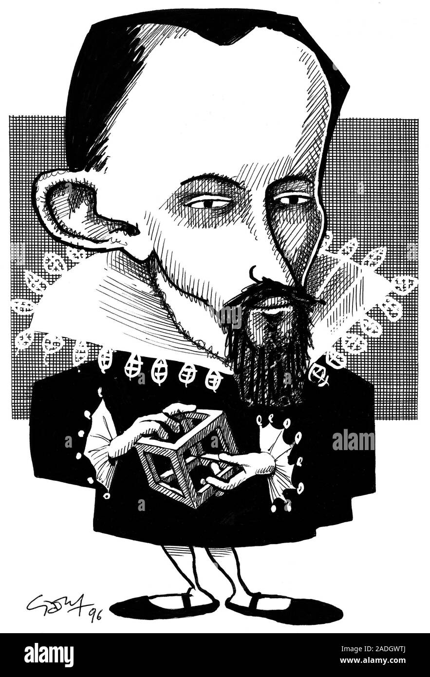 Johannes Kepler. Caricature of the German astronomer Johannes Kepler ...