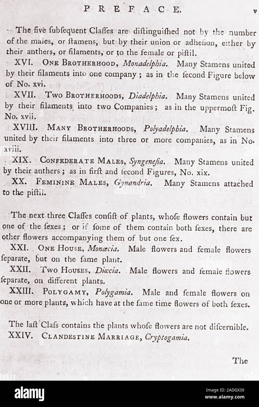 Linnaean Classification Translation Of Linnaeuss Botanical Classification System From The
