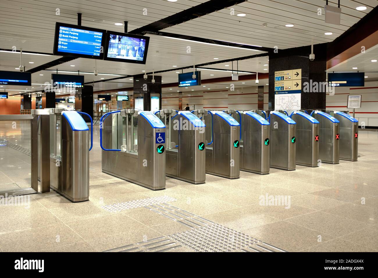 Singapore-08 NOV 2019: MRT ticket gate punch card area in Singapore ...