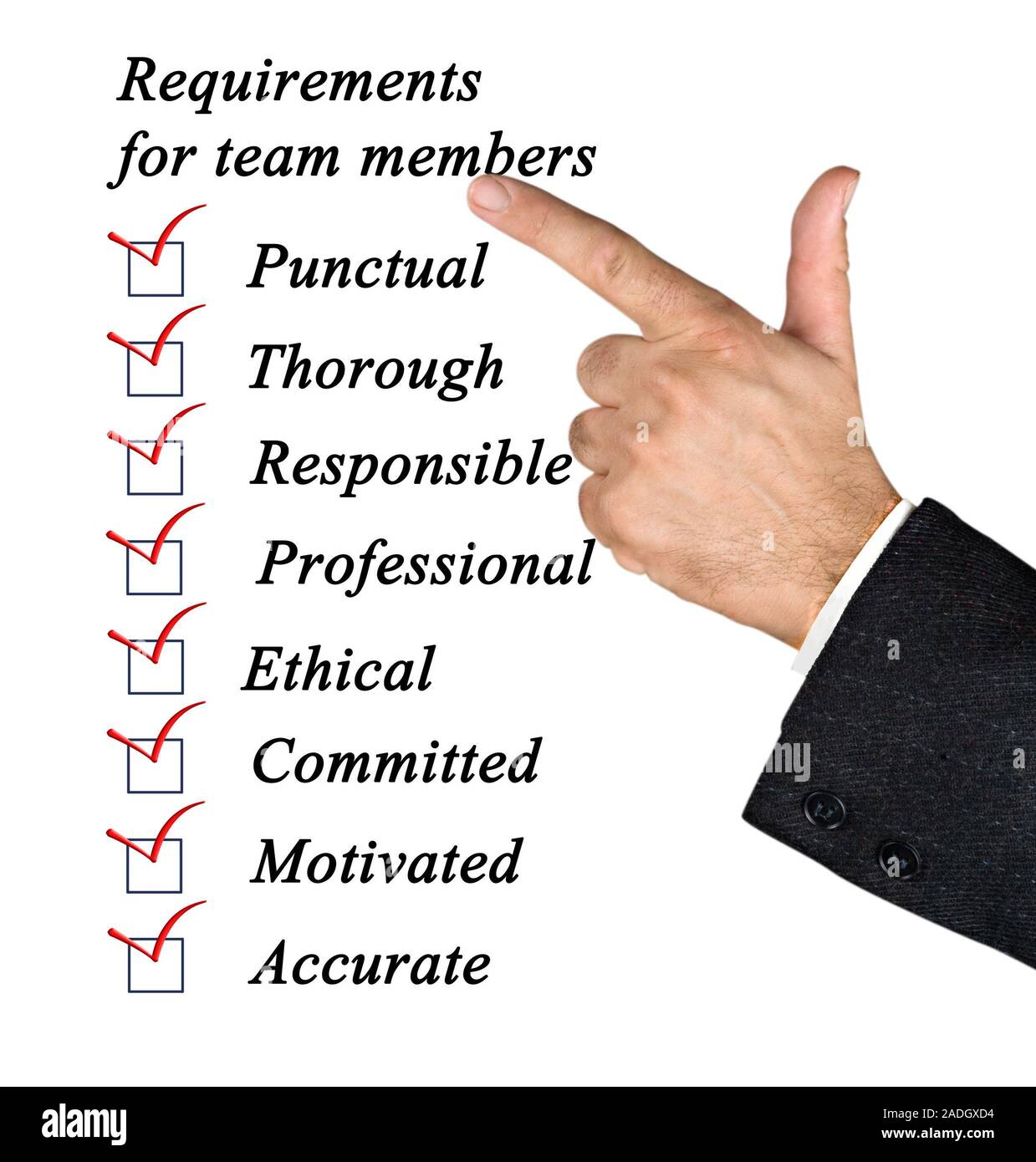 Requirements for team members Stock Photo - Alamy