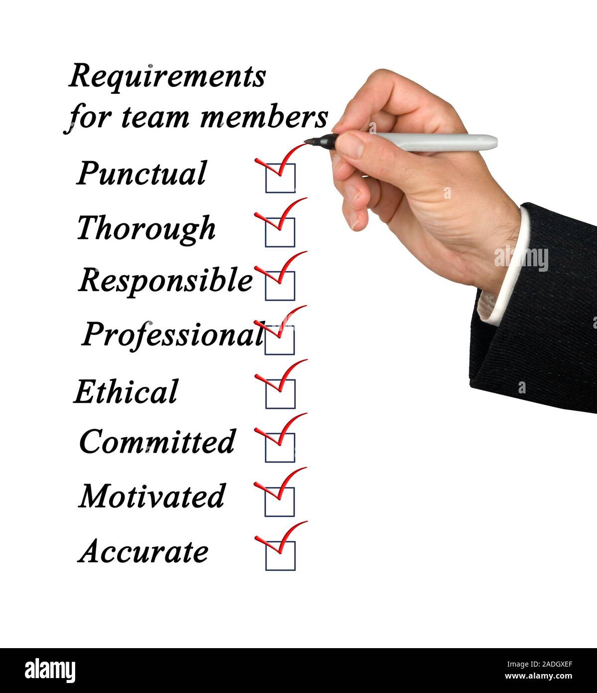 Requirements for team members Stock Photo - Alamy