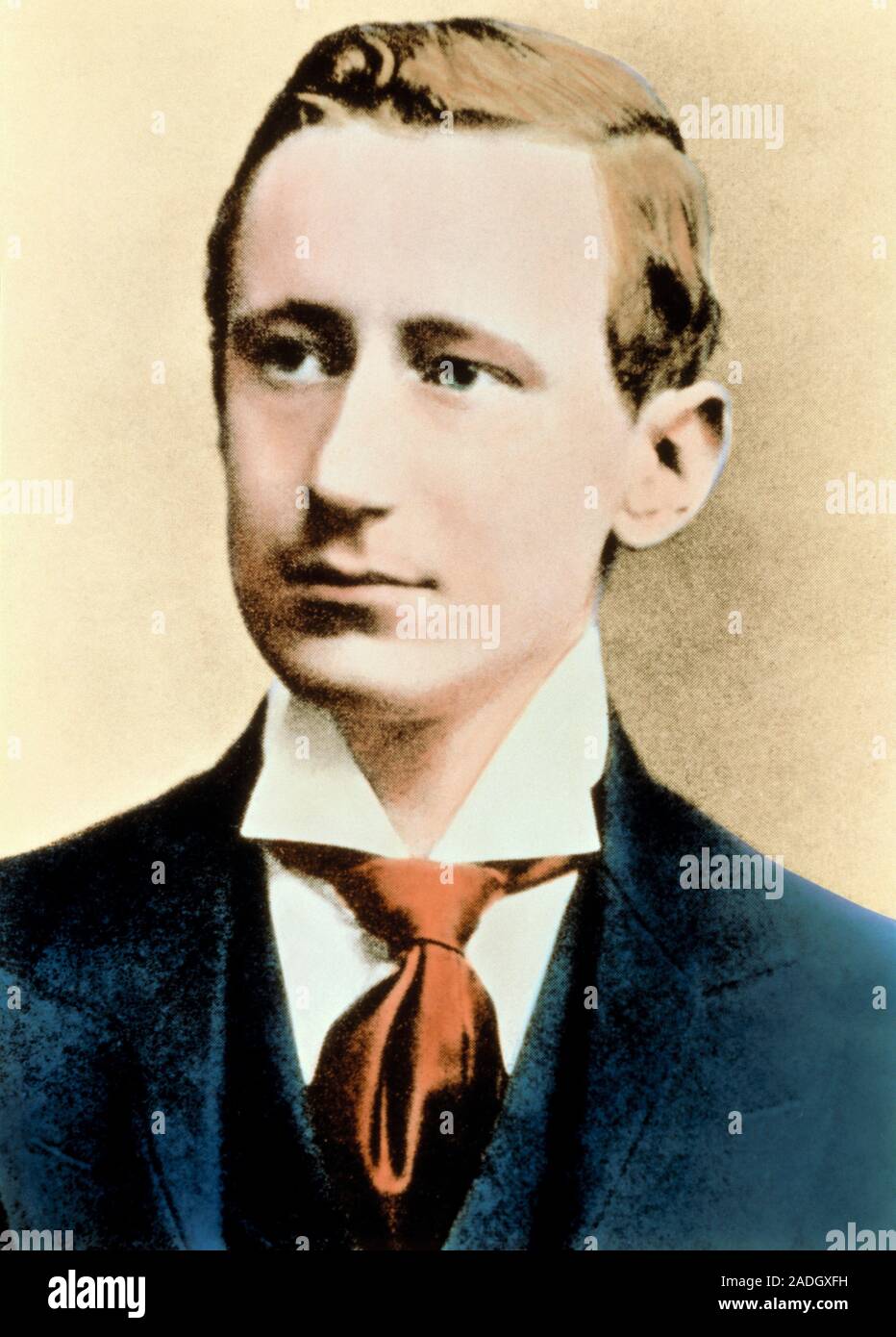 Colour portrait of Guglielmo Marconi (1874-1937), Italian physicist ...