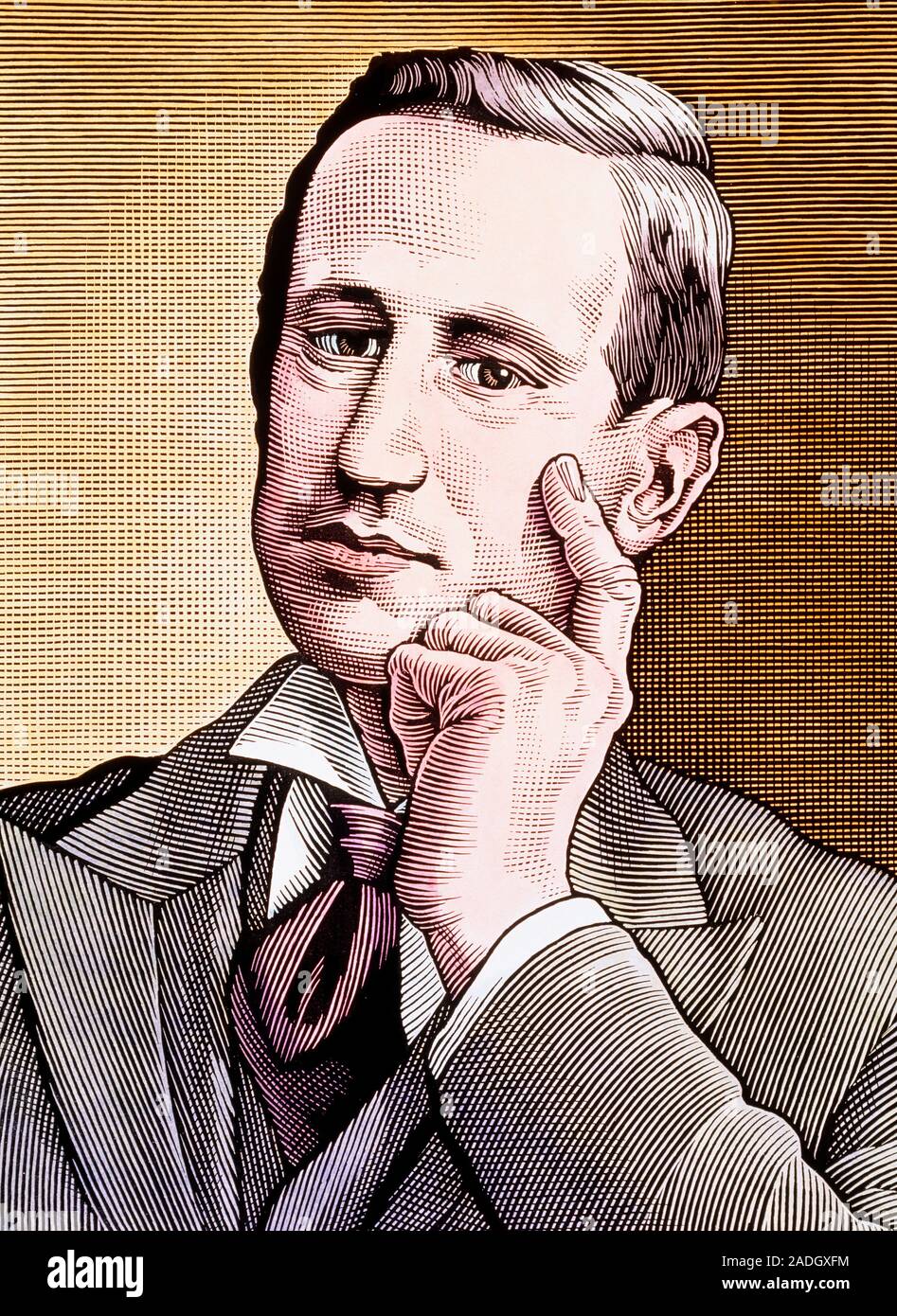 Engraving of Guglielmo Marconi (1874-1937), Italian physicist ...