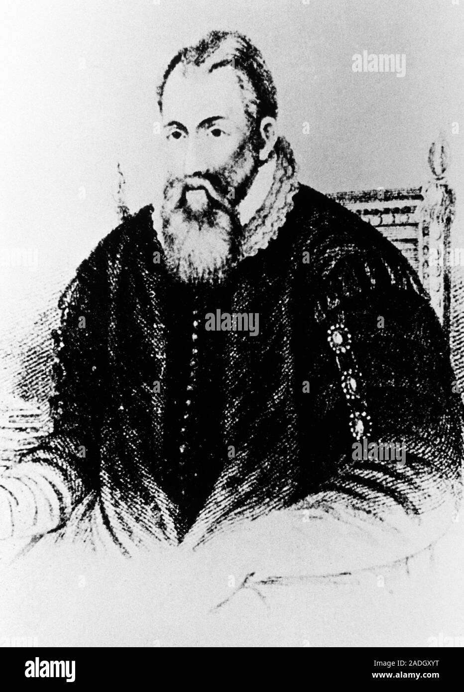 Portrait after an engraving of John Napier (1550- 1617), Scottish ...