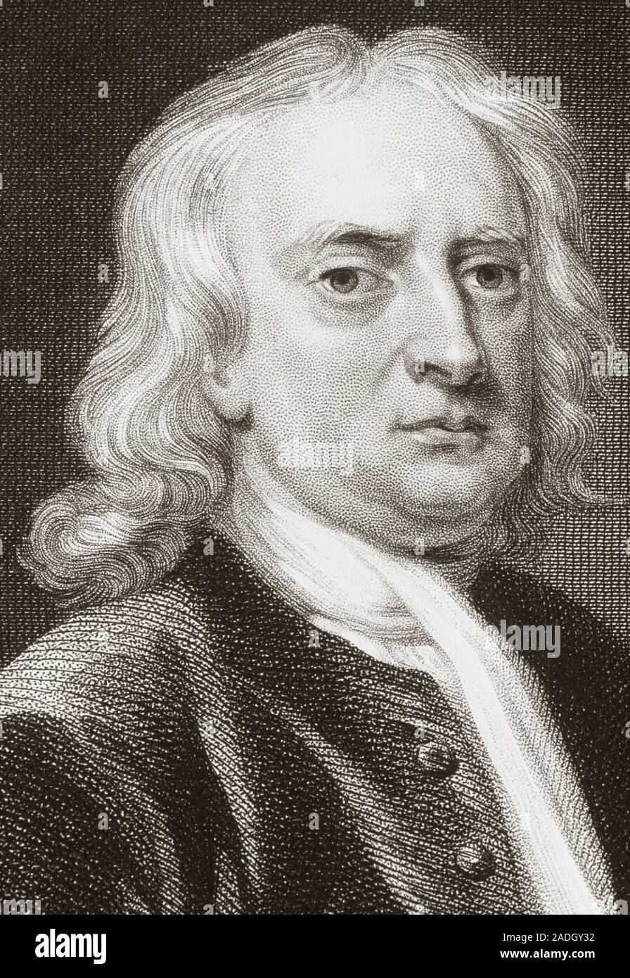 Isaac Newton. Portrait of the English physicist, mathematician and ...