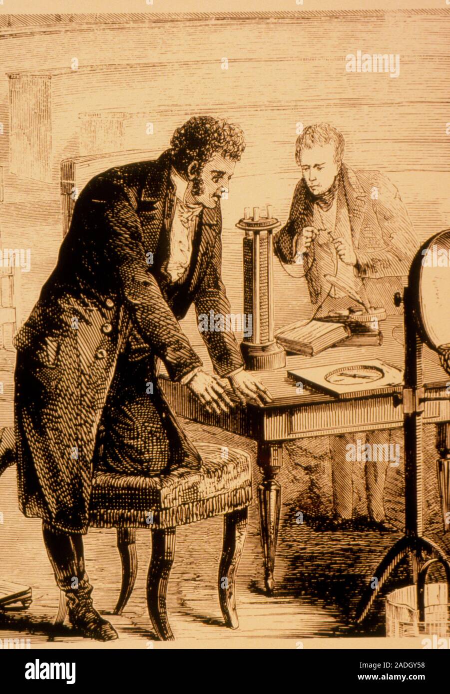 Engraving of Hans Christian Oersted, a Danish physicist, born in 1777 ...
